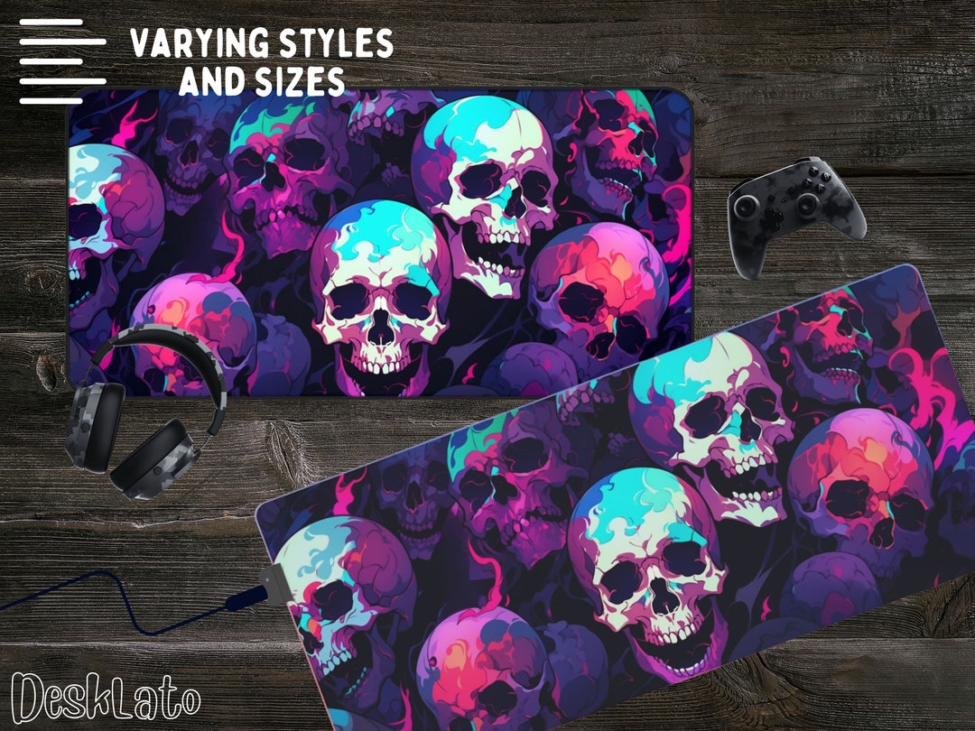 Skull Mouse Pad | Skeleton Desk Pad | Large Gamer Mouse Pad | Horror ...