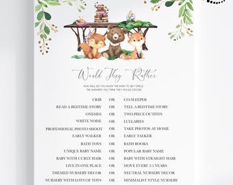 Woodland Animals Baby Shower Printable Game, Fall Baby Shower, Forest ...