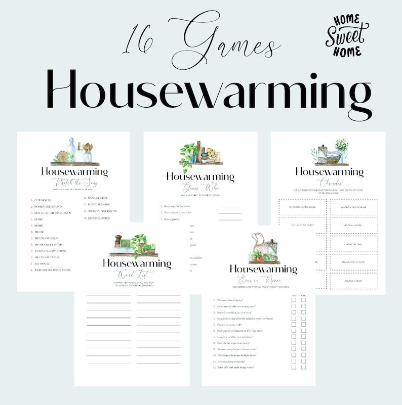 Housewarming Party Games Printable New House Party Games Housewarming ...