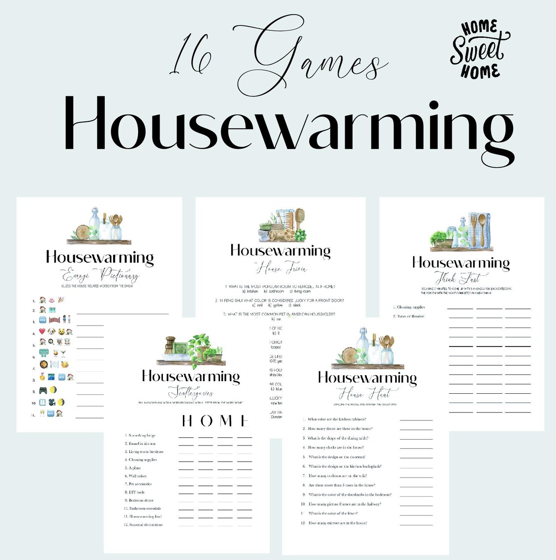 Housewarming Party Games Printable New House Party Games Housewarming ...