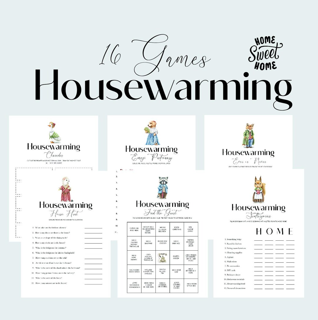 Housewarming Games Printable, New Home Party Game, Vintage Animals ...