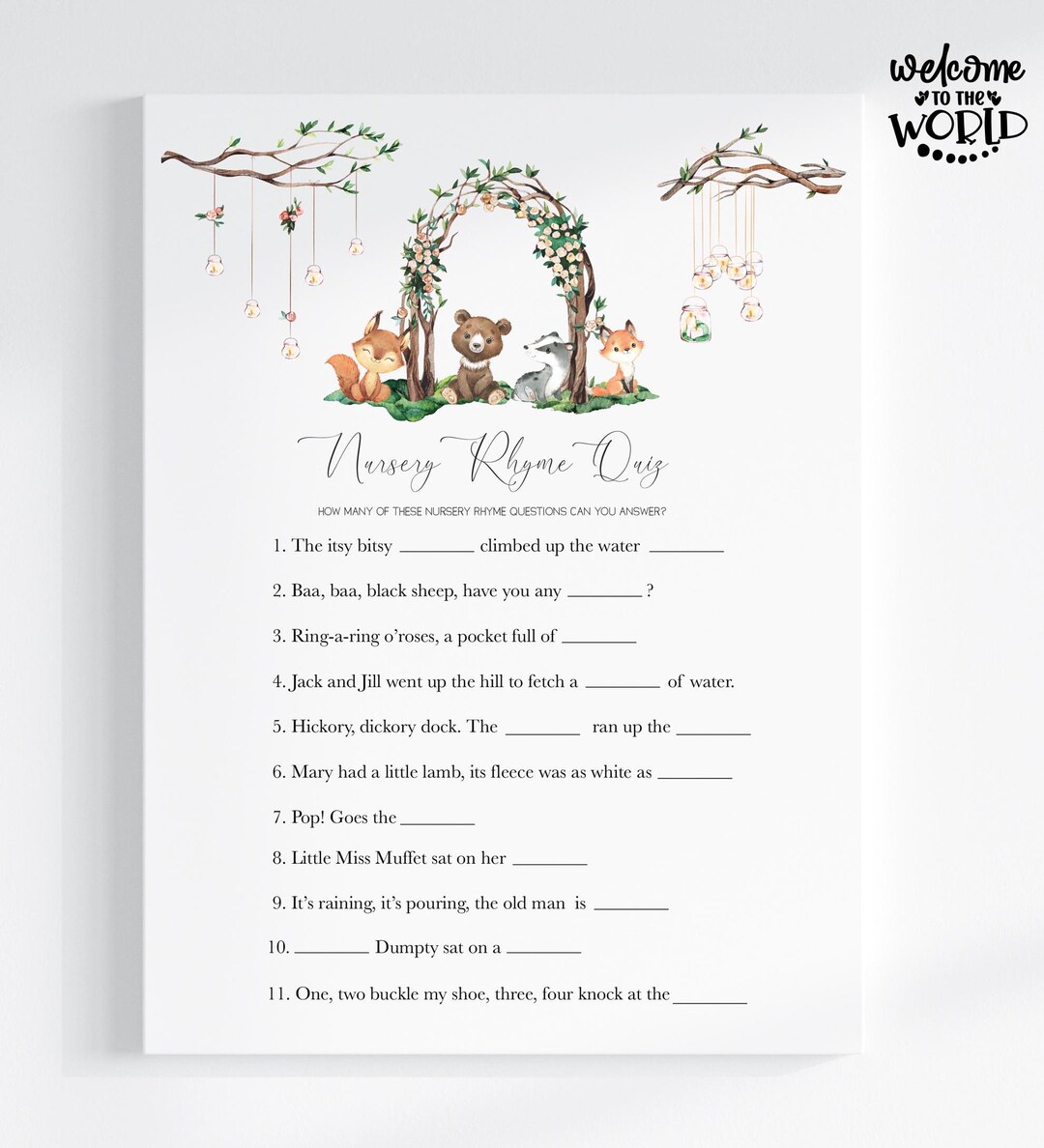 Woodland Animal Theme Baby Shower Printable Game, Forest Animals Baby ...