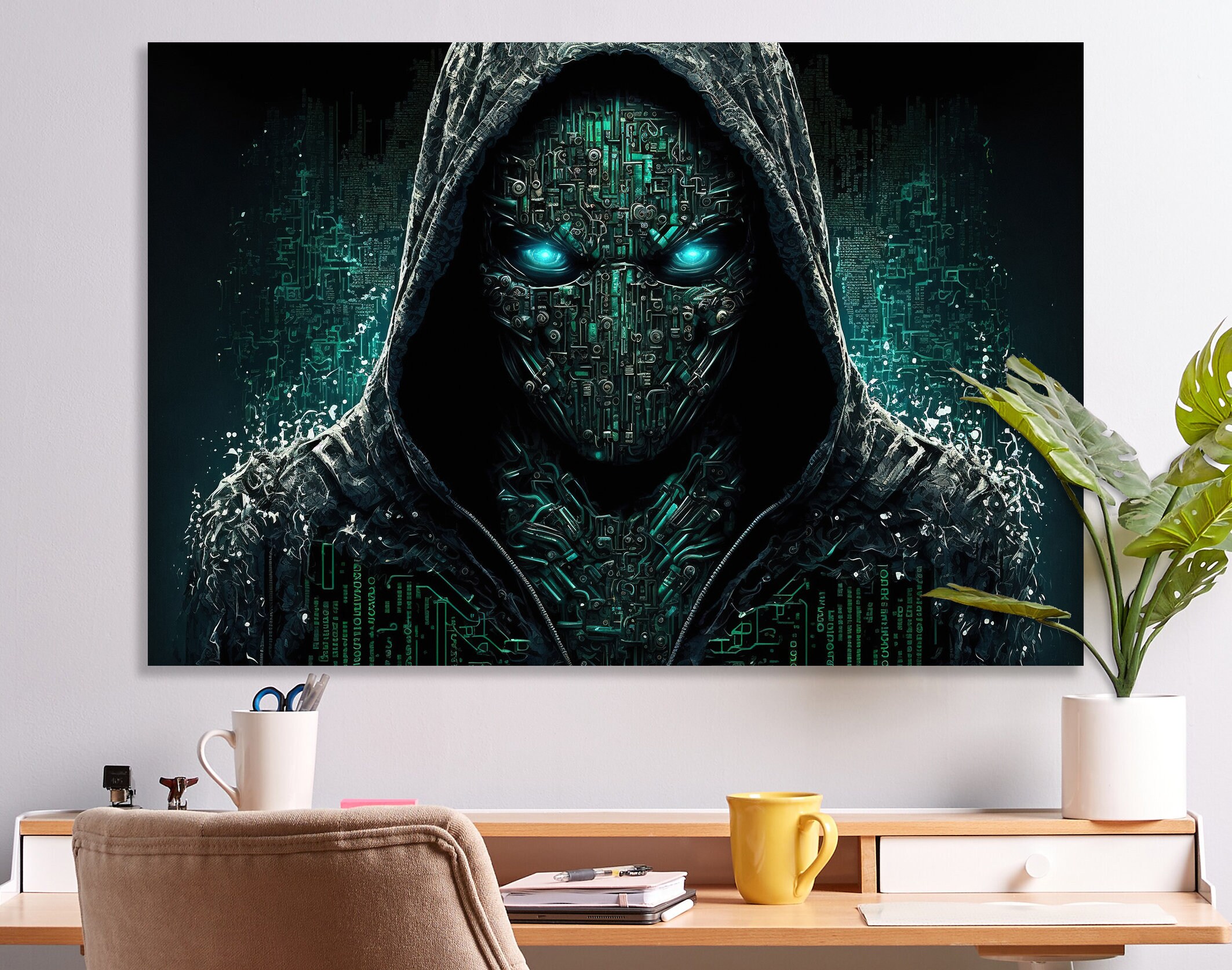 Hacker Man Canvas Wall Art Hacker Man With Glowing Eyes Canvas - Etsy