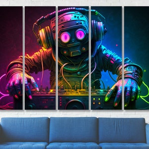 Robot DJ Canvas Abstract Electronic Music Wall Art Decor Audio ...