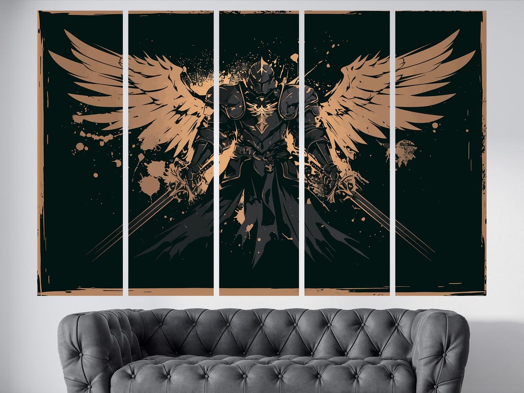 Warrior Angel Canvas Archangel Battle Wall Art Large Canvas Print ...