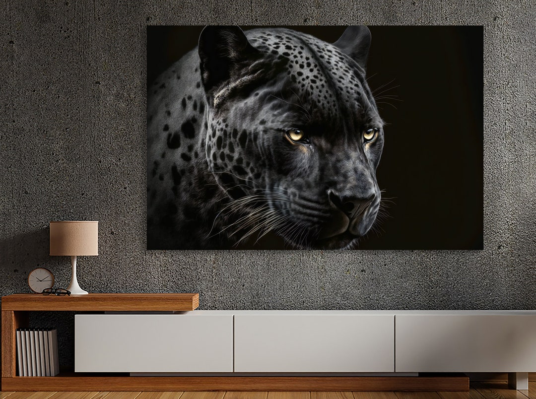 Black Panther Closeup Canvas Modern Wall Decor Wildlife Nature Wall Art ...