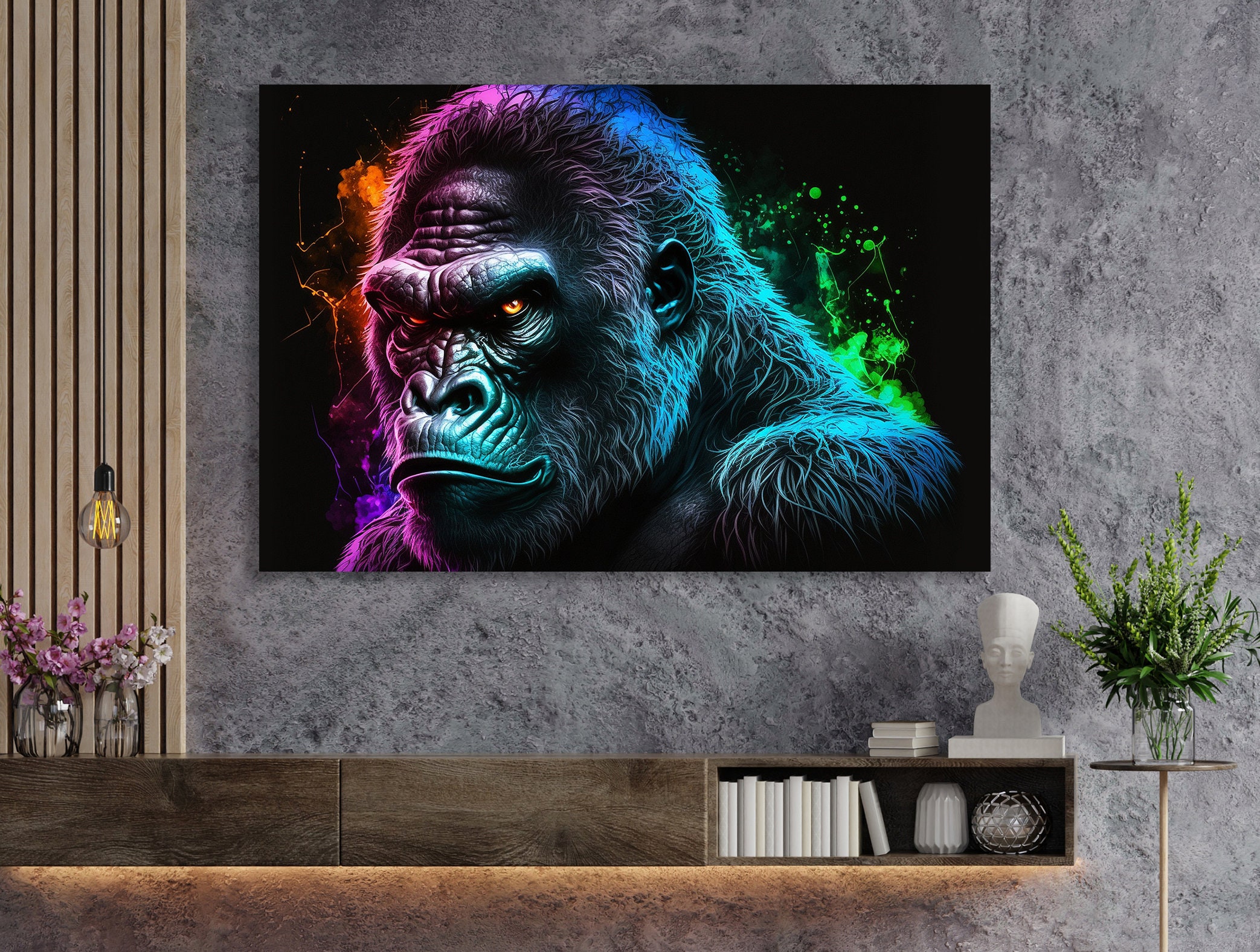 Abstract Gorilla Canvas Wall Decor Gorilla Modern Colored Canvas Wall ...