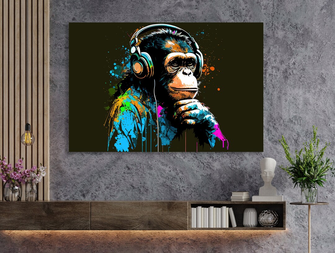 Monkey Canvas Colorful Wall Art Print Extra Large Framed Canvas ...