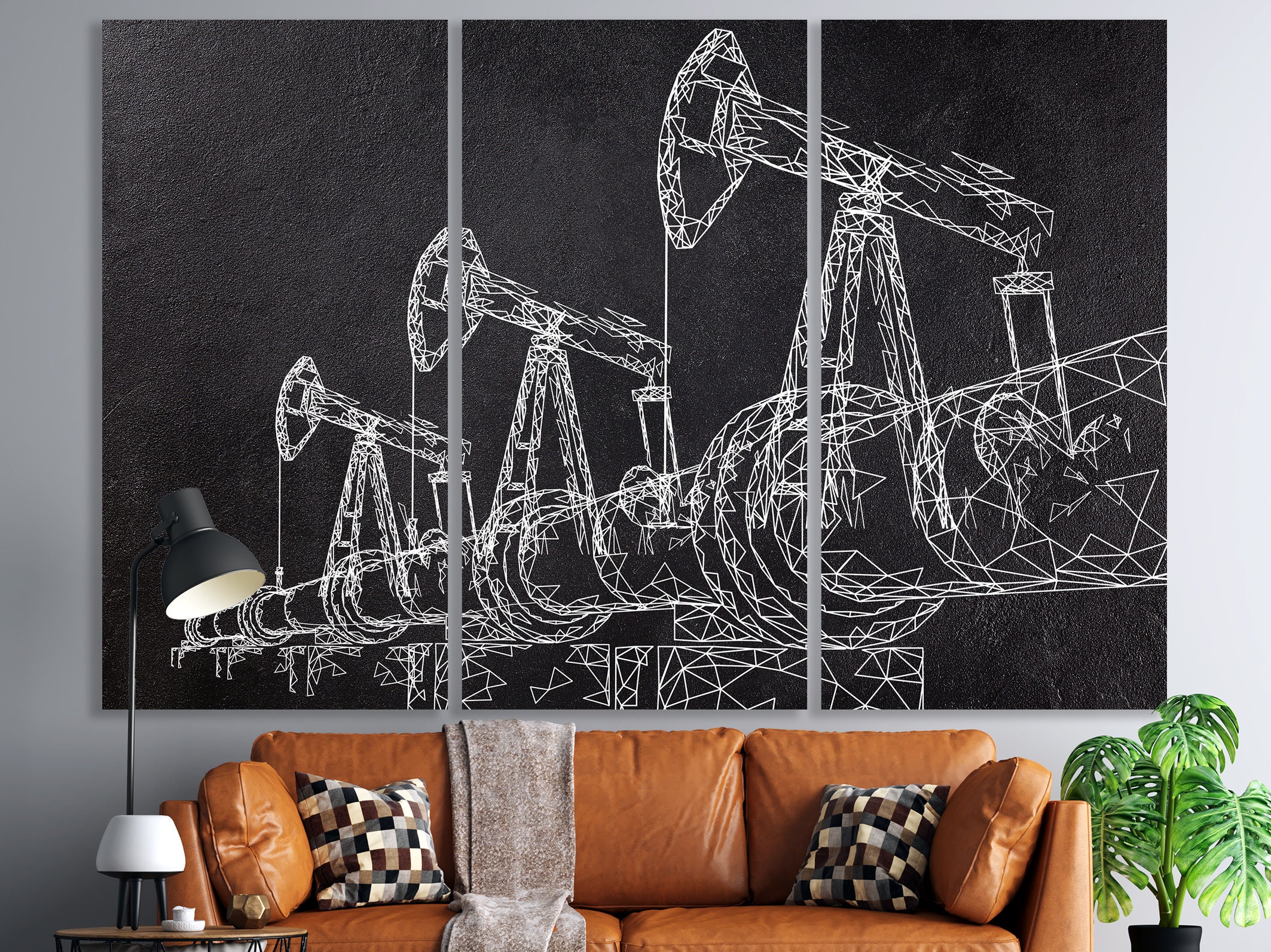 Oil Drilling Rigs Abstract Canvas Oil Industry Wall Art - Etsy