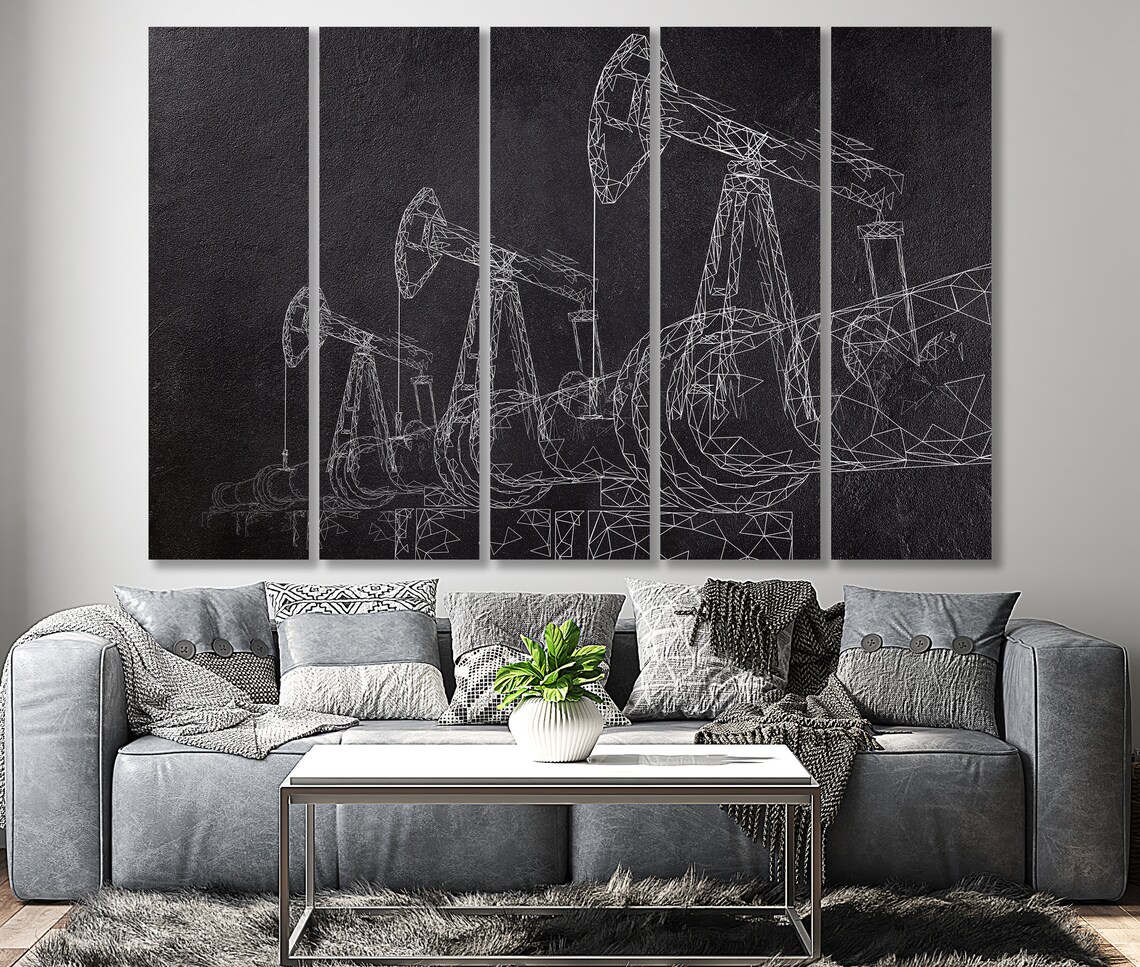 Oil Drilling Rigs Abstract Canvas Oil Industry Wall Art - Etsy