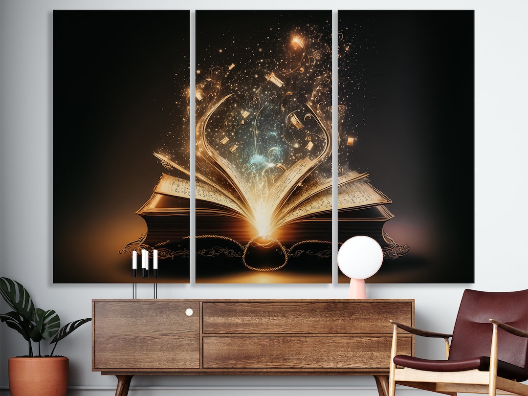 Magic Book Wall Art Canvas Witches Book of Spells Magic Decor Wall Art ...