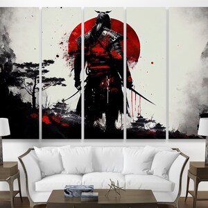 Japanese Samurai Canvas Wall Art Decor Abstract Japanese Extra Large ...