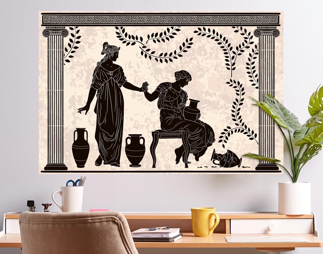 Ancient Greek Vase Art Canvas Print Classical Mythology Wall Decor ...