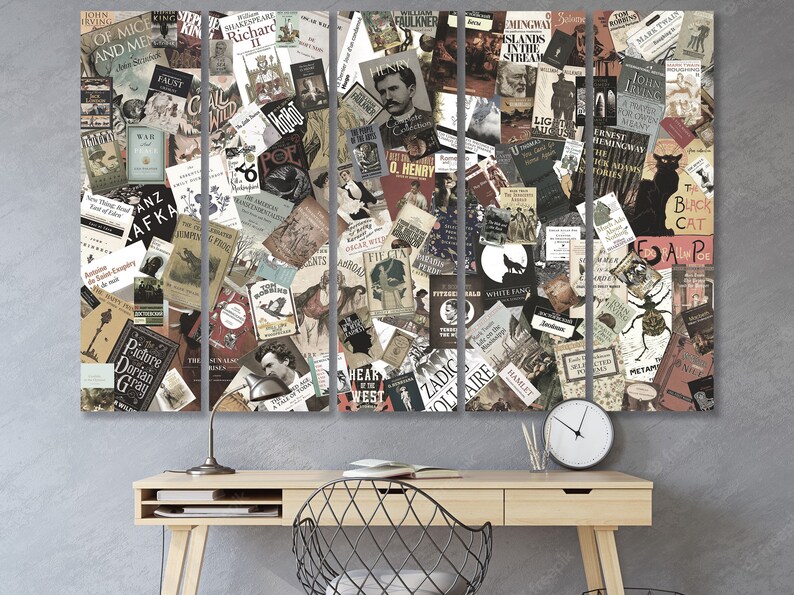 Collage of Books Canvas Old Books Cover Vintage Art Canvas Collage of ...