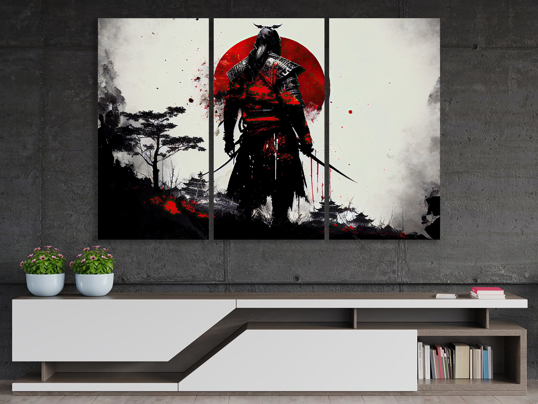 Japanese Samurai Canvas Wall Art Decor Abstract Japanese Extra - Etsy