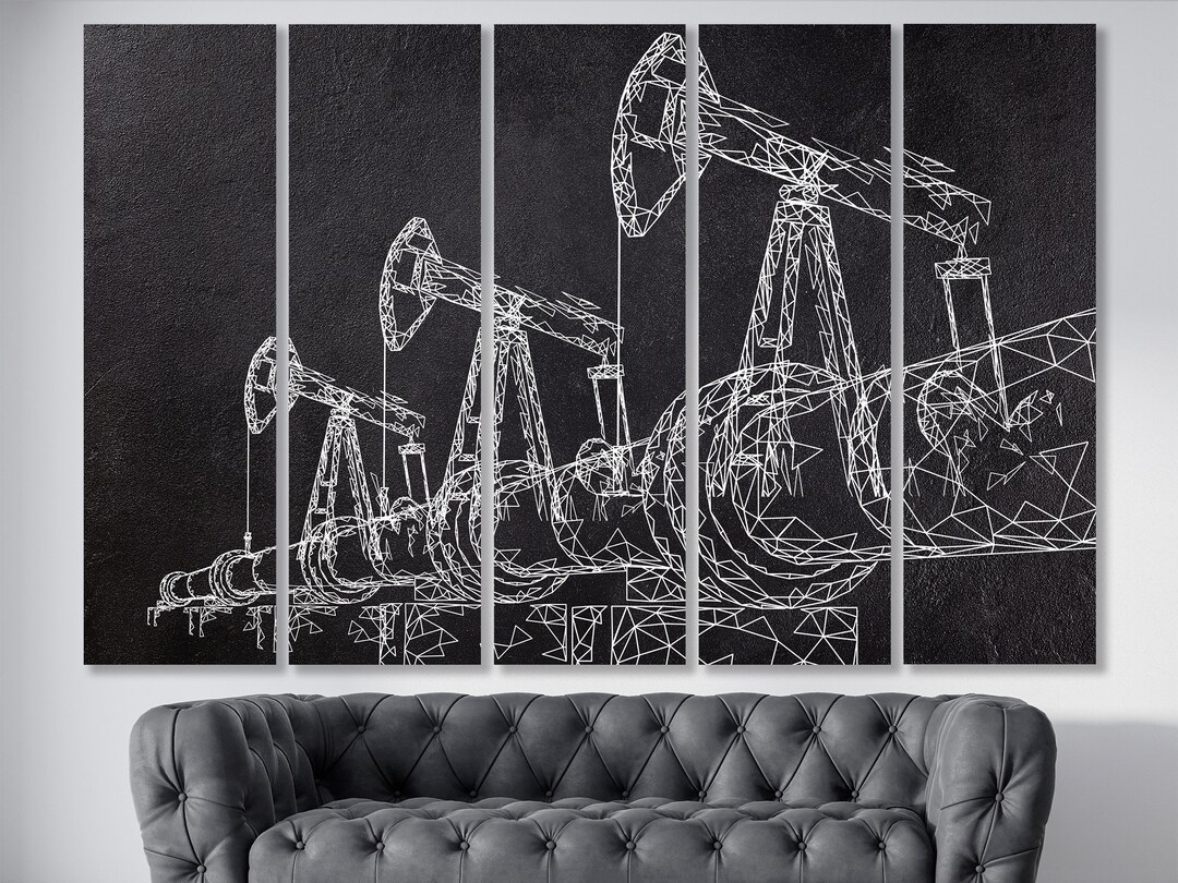 Oil Drilling Rigs Abstract Canvas Oil Industry Wall Art Blueprints Wall ...