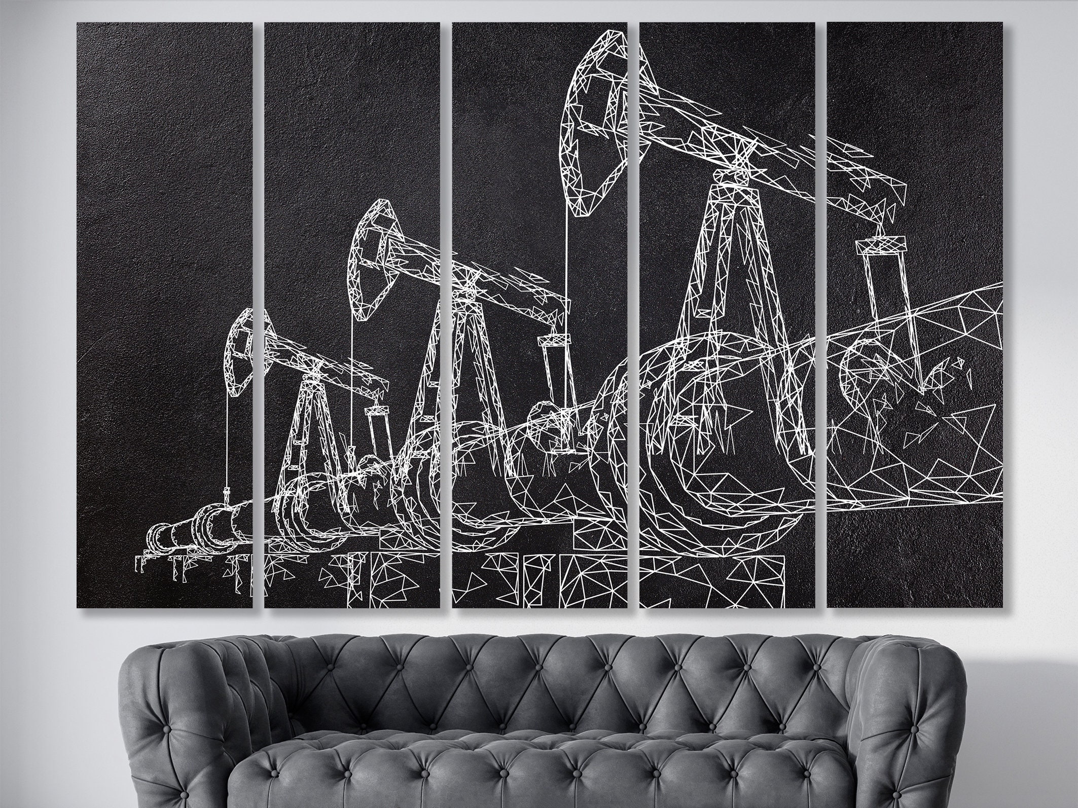 Oil Drilling Rigs Abstract Canvas Oil Industry Wall Art Blueprints Wall ...