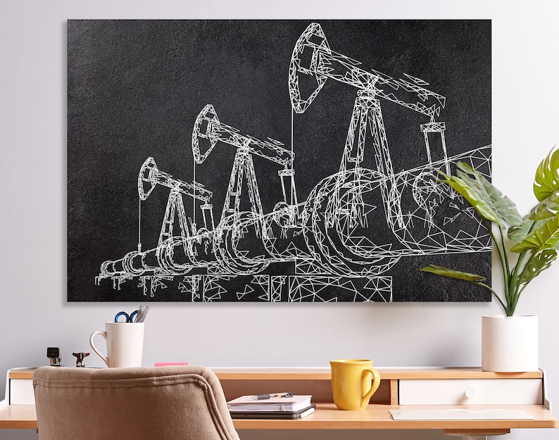 Oil Drilling Rigs Abstract Canvas Oil Industry Wall Art - Etsy