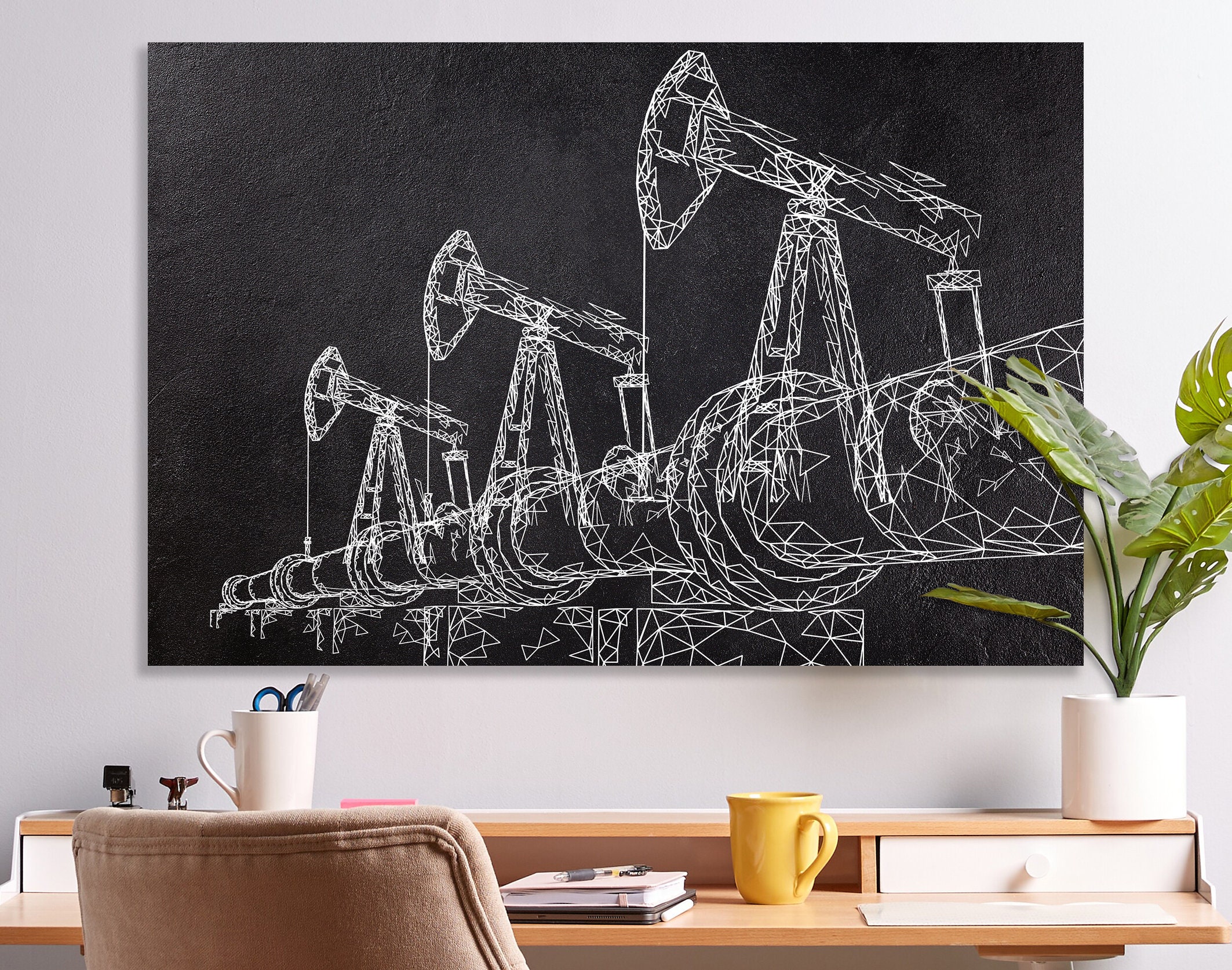 Oil Drilling Rigs Abstract Canvas Oil Industry Wall Art - Etsy