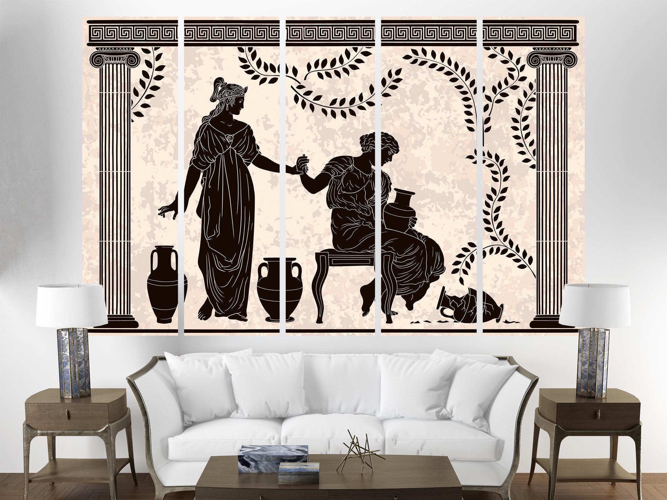 Ancient Greek Vase Art Canvas Print Classical Mythology Wall Decor ...