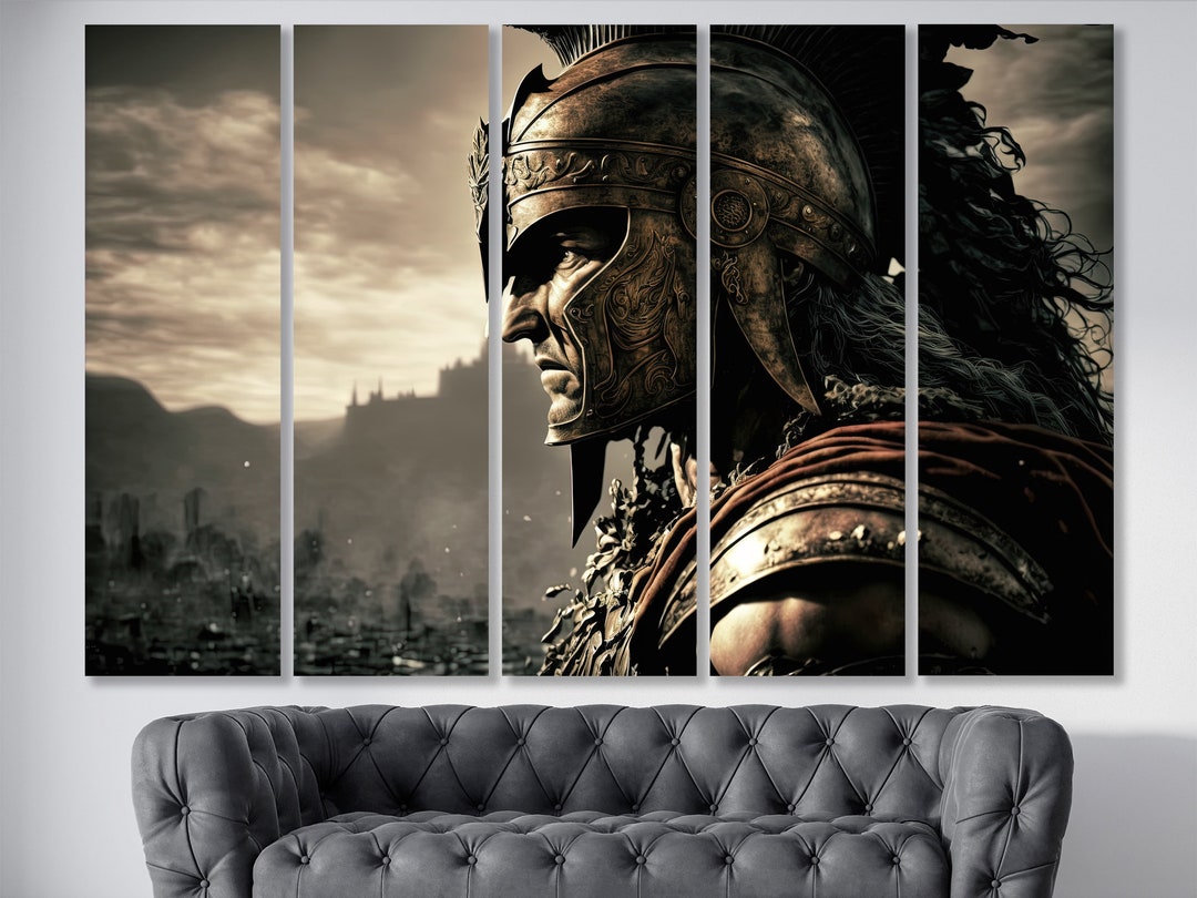 Spartan Soldier Canvas King Leonidas Wall Decor Spartan Warrior Ancient ...