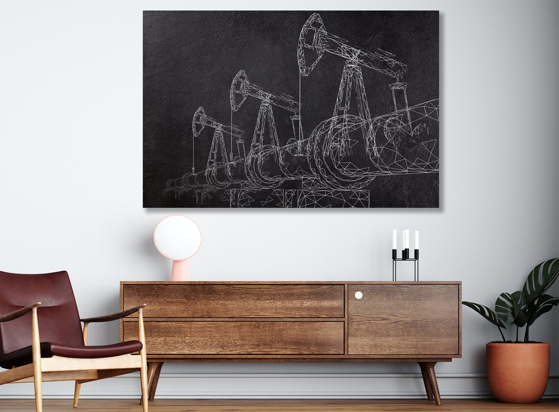 Oil Drilling Rigs Abstract Canvas Oil Industry Wall Art - Etsy