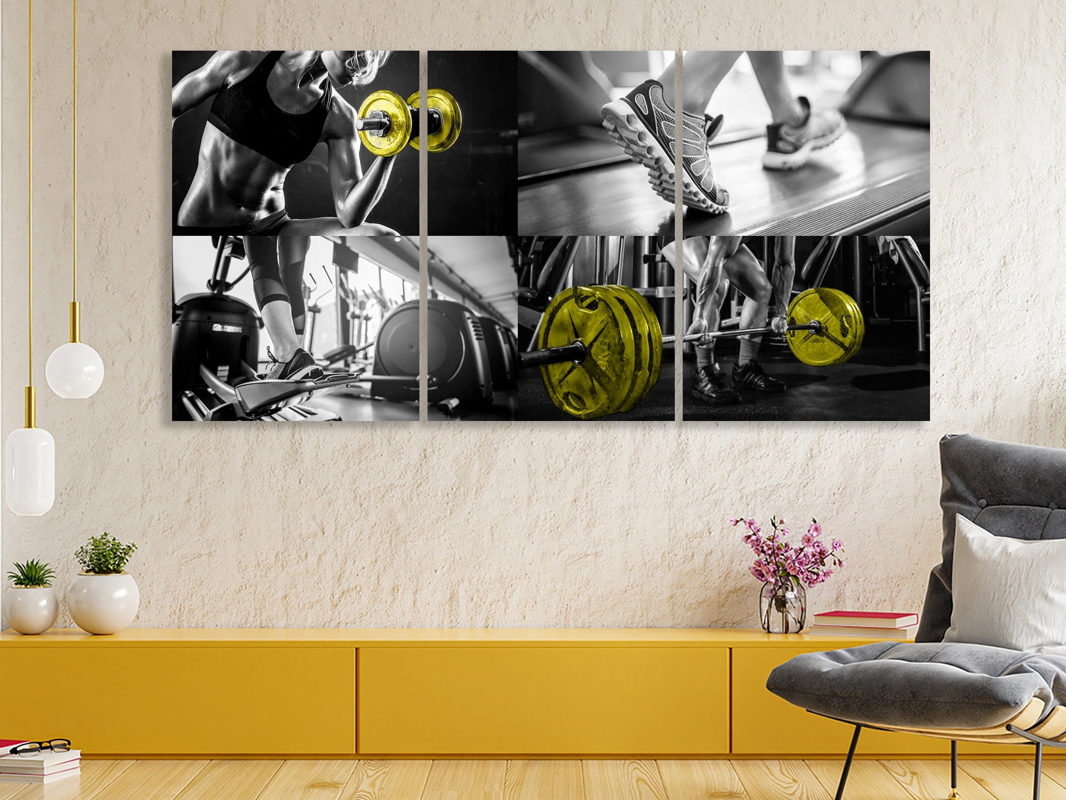 Gym Canvas Motivational Wall Art Sport Art Decor Fitness Studio Poster ...