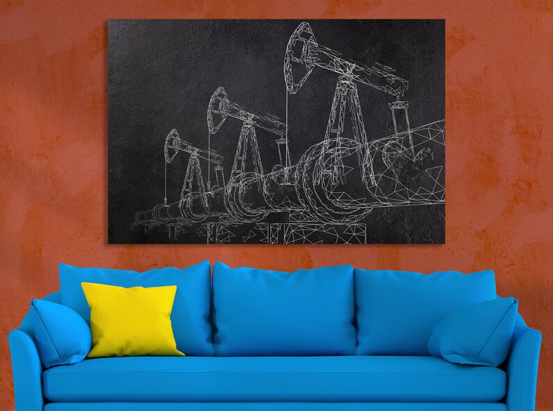 Oil Drilling Rigs Abstract Canvas Oil Industry Wall Art - Etsy