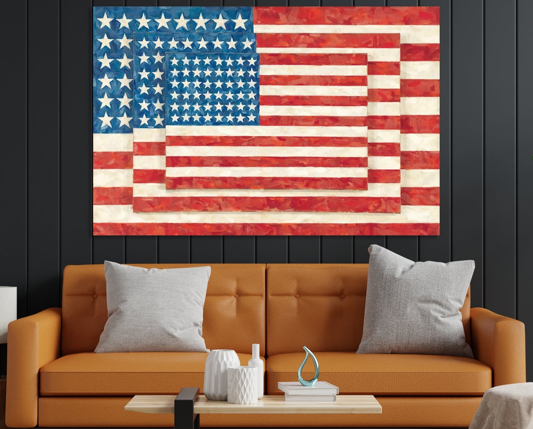 Jasper Johns Three Flags Canvas Pop Art Canvas Print Original ...