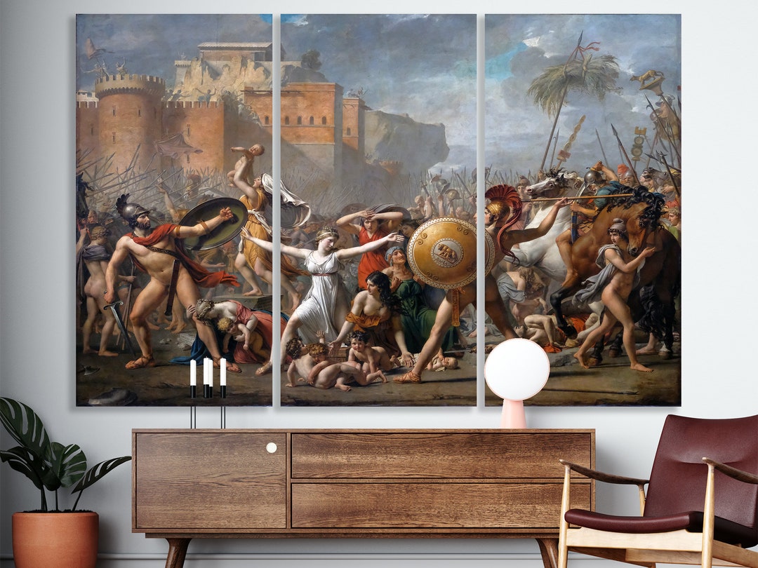 Jacques Louis David Canvas Sabines Stop the Battle Between the Romans ...