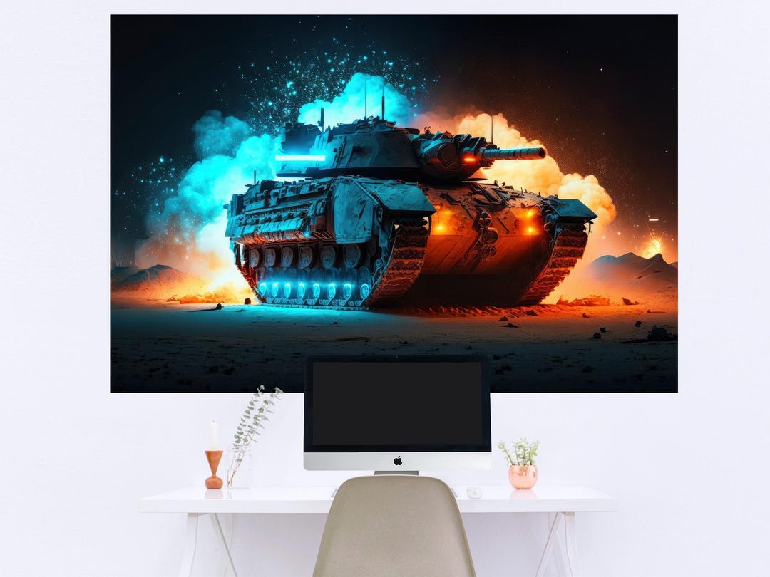 Epic War Tank Canvas Art Battle Scene Tank Military Wall Art Decor ...