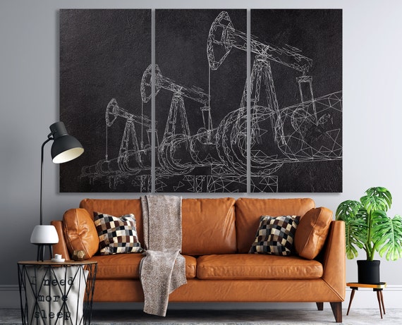 Oil Drilling Rigs Abstract Canvas Oil Industry Wall Art - Etsy