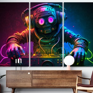 Robot DJ Canvas Abstract Electronic Music Wall Art Decor Audio ...