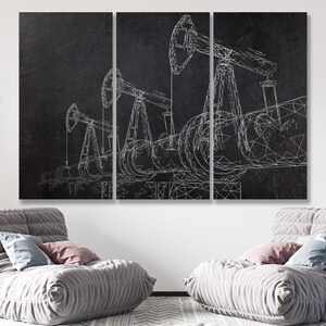 Oil Drilling Rigs Abstract Canvas Oil Industry Wall Art - Etsy