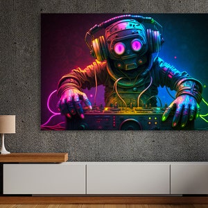 Robot DJ Canvas Abstract Electronic Music Wall Art Decor Audio ...