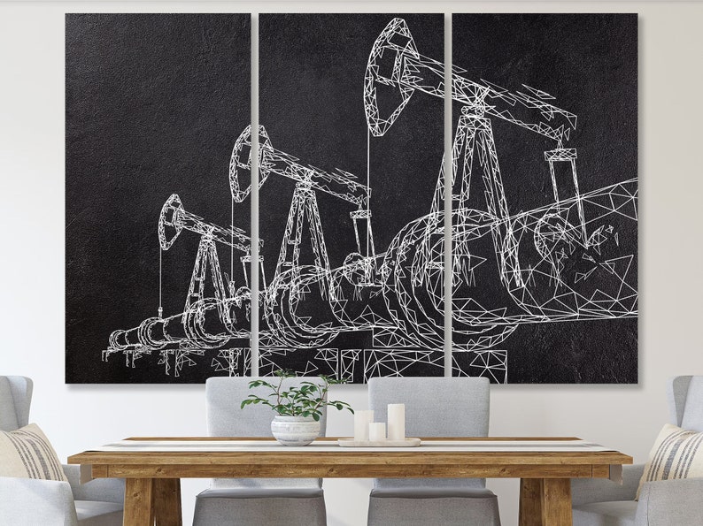 Oil Drilling Rigs Abstract Canvas Oil Industry Wall Art - Etsy