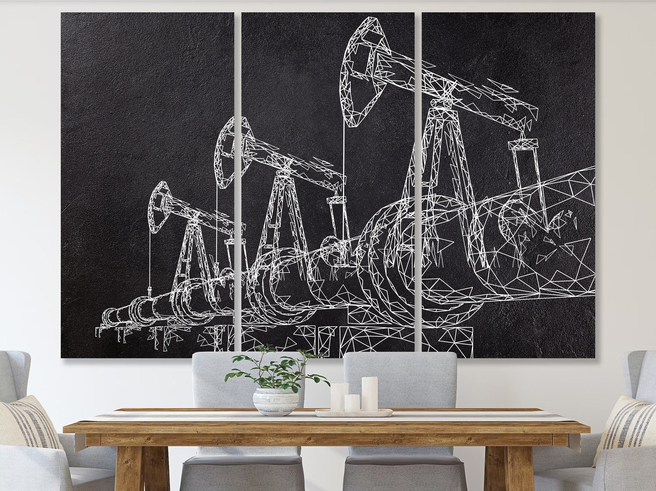 Oil Drilling Rigs Abstract Canvas Oil Industry Wall Art Blueprints Wall ...