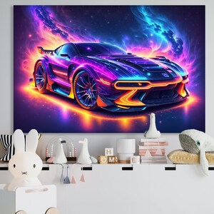 Super Car Canvas Wall Art Racing Car Print Framed Canvas Gamer Gift ...