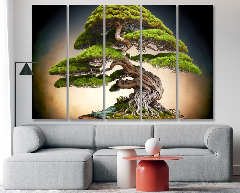 Bonsai Tree Canvas Oriental Art Print Abstract Bonsai Wall Art Tree ...