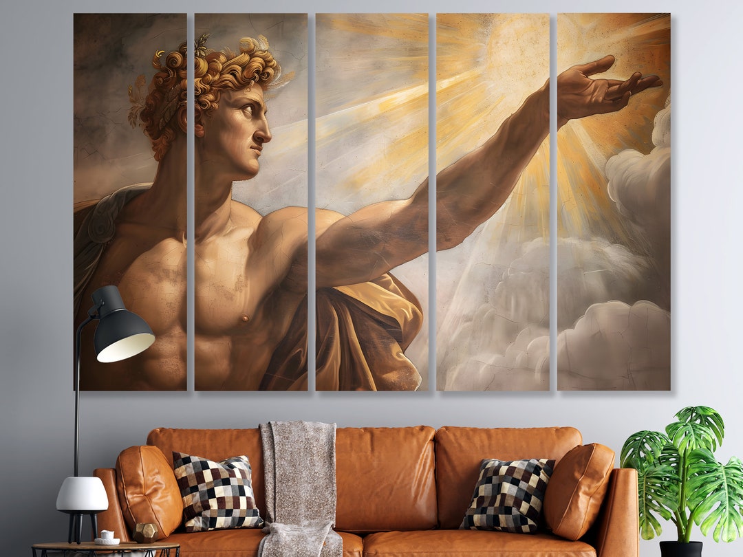 Renaissance Canvas Vintage Classical Art Powerful Man Sun God Wall Art ...