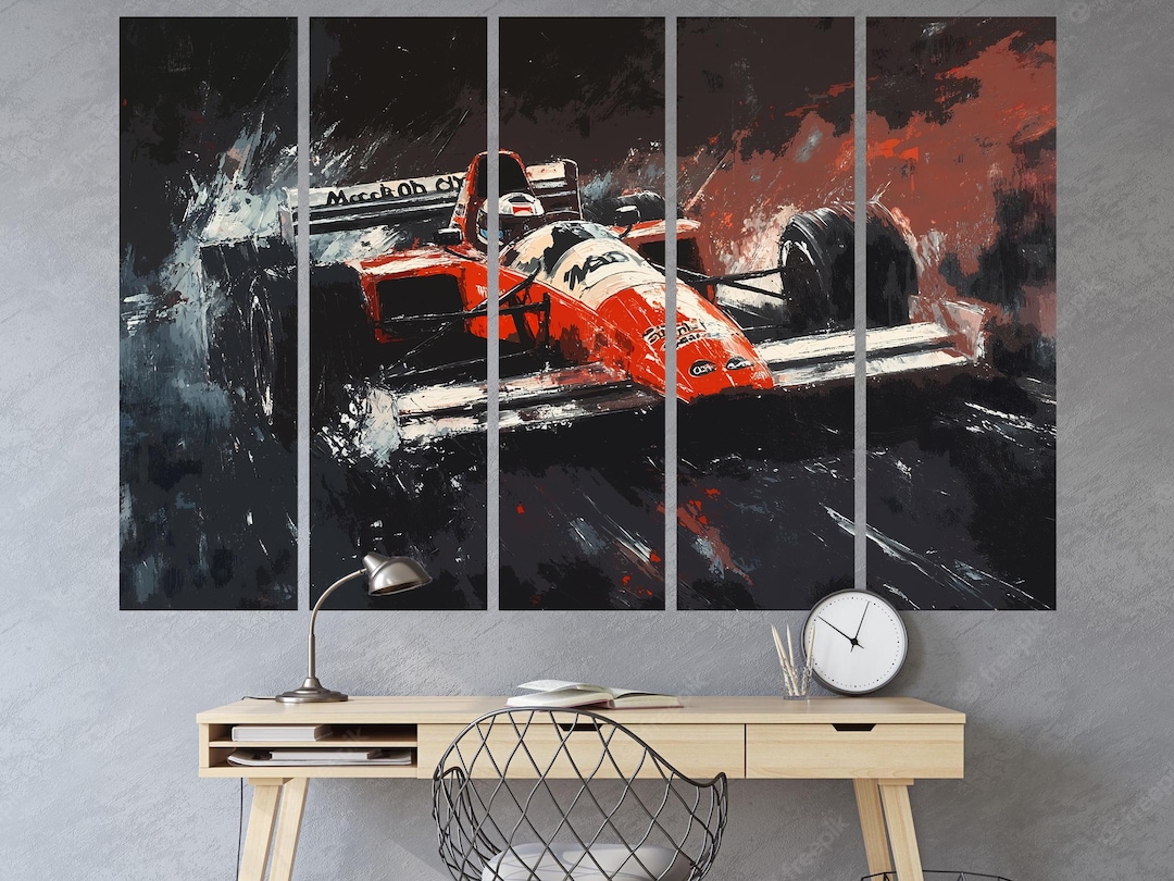 Formula 1 Racing Car Canvas Wall Art, Abstract Red Black Motorsport ...