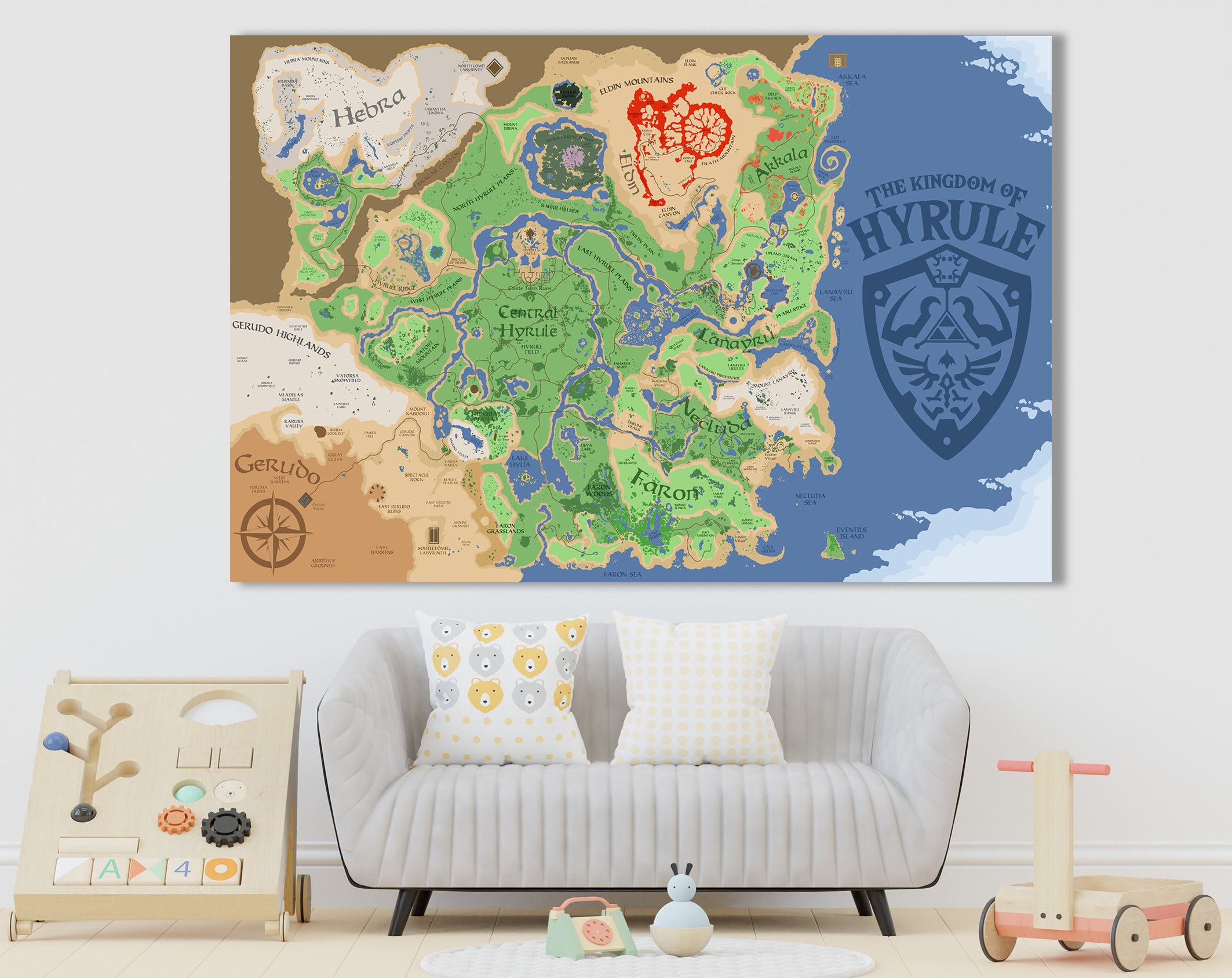 Zelda Gaming Canvas Map of Hyrule Wall Decor Video Game Zelda - Etsy ...