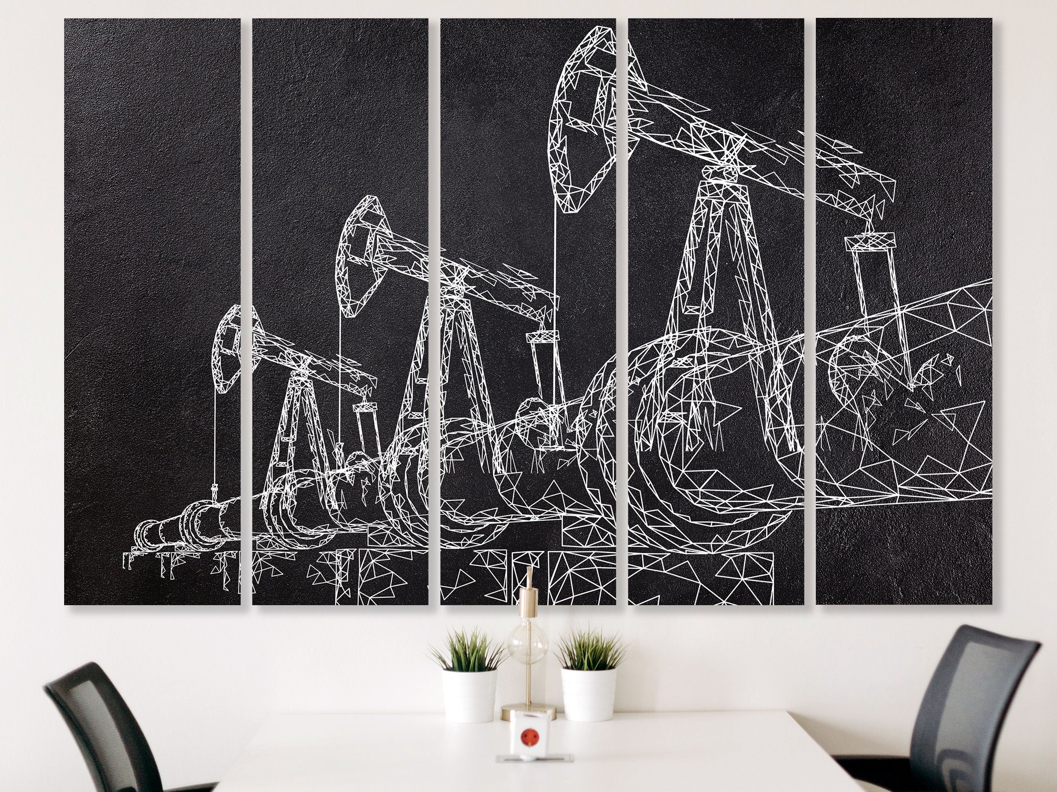 Oil Drilling Rigs Abstract Canvas Oil Industry Wall Art Blueprints Wall ...