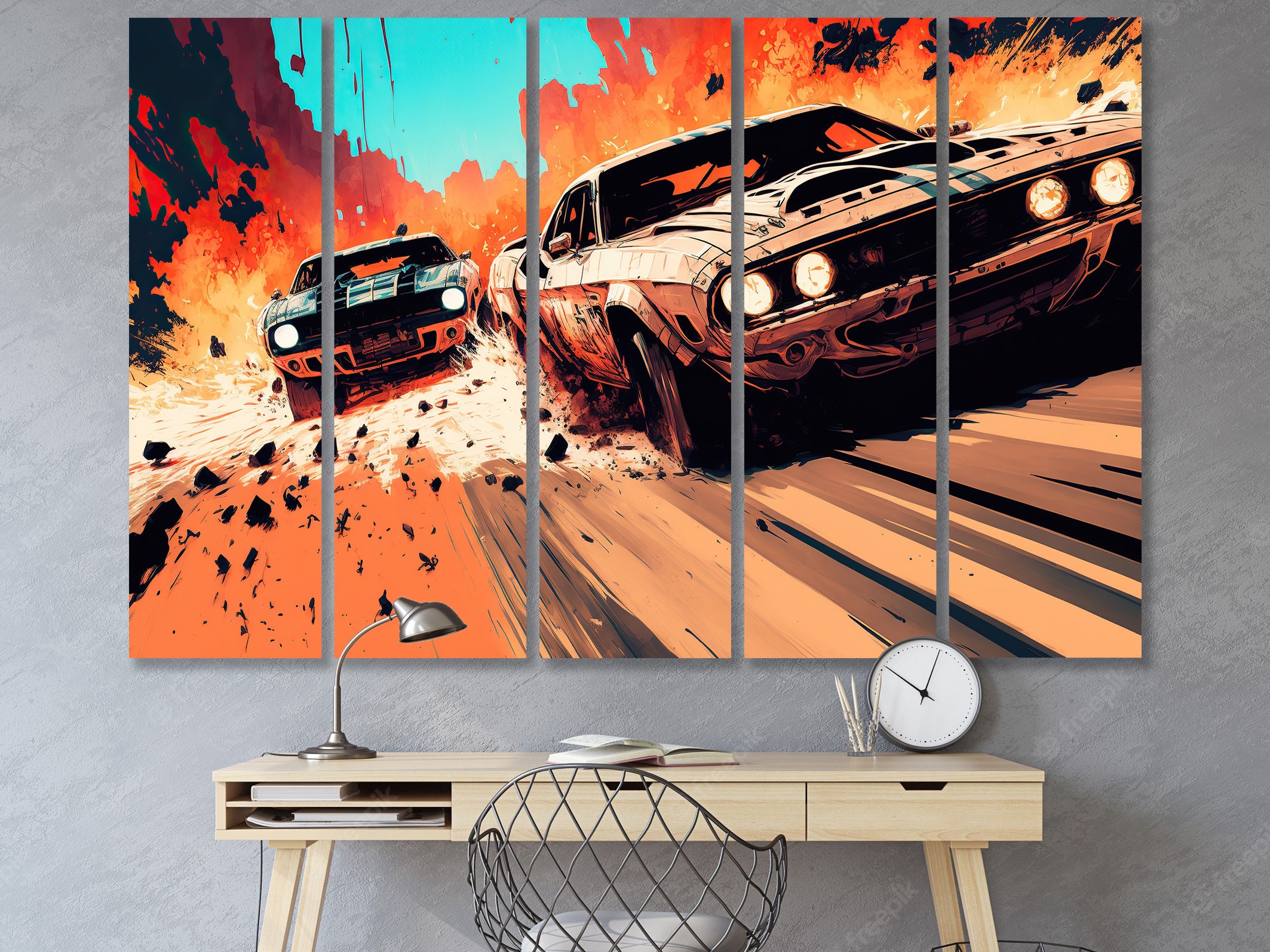Danger Race Canvas Wall Art Mustang and Challenger Crazy Car - Etsy