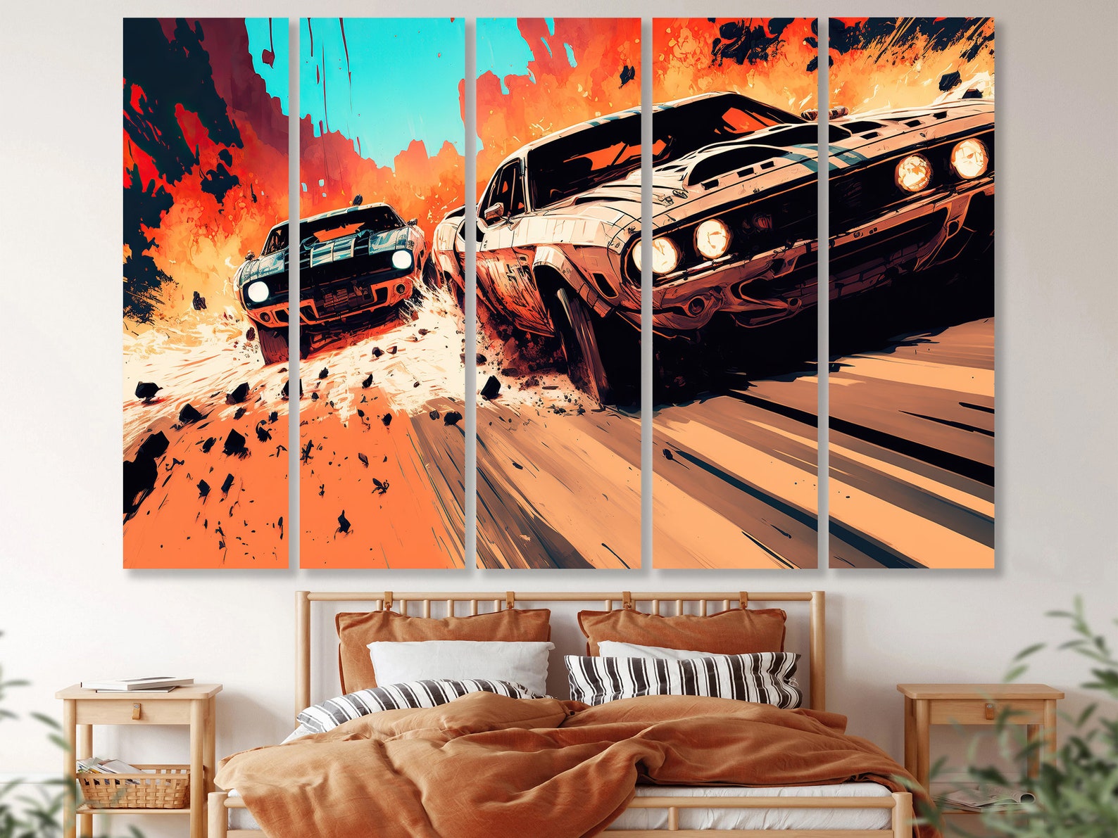 Danger Race Canvas Wall Art Mustang and Challenger Crazy Car - Etsy