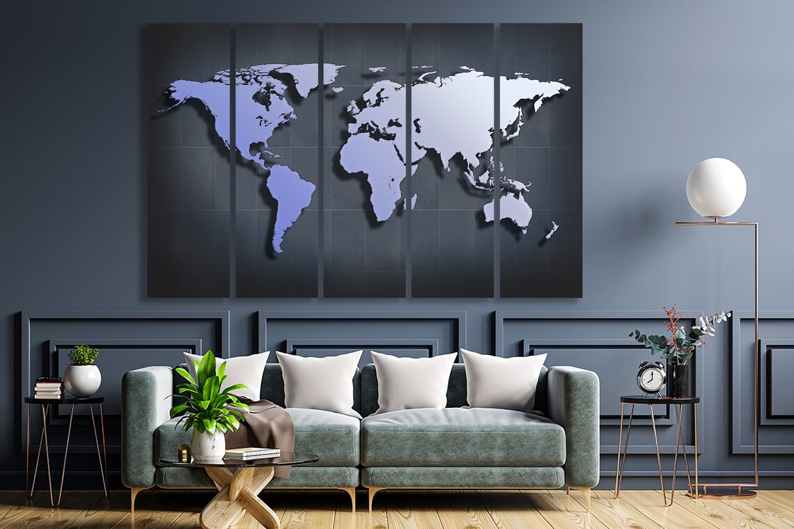 World Map Canvas World Map Decor 3D Map Large World Map Travel - Etsy