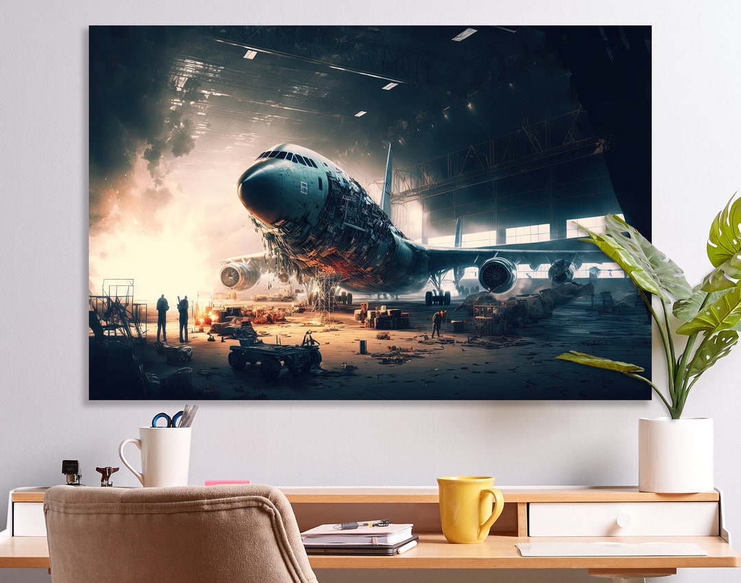 Passenger Plane Canvas Frame Ready to Hang Extra Large Aircraft Wall ...