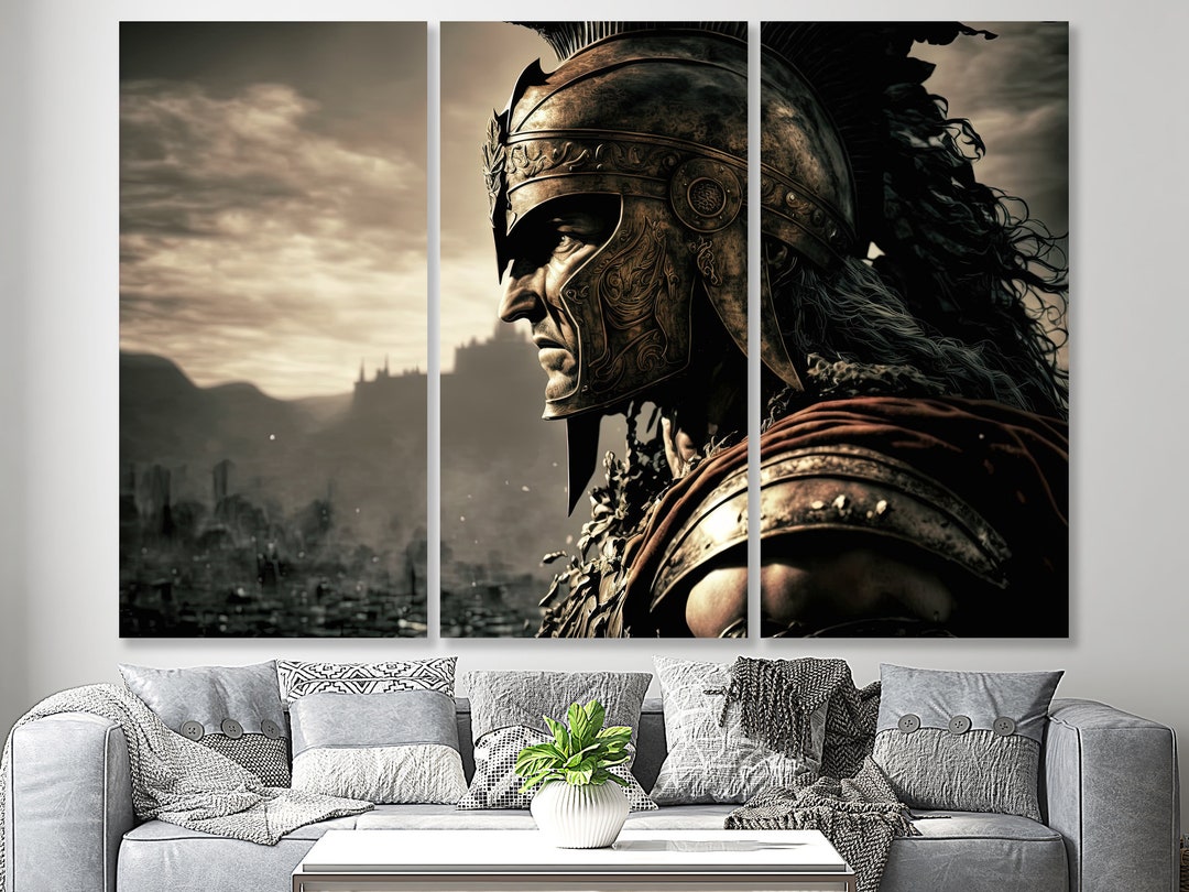 Spartan Soldier Canvas King Leonidas Wall Decor Spartan Warrior Ancient ...