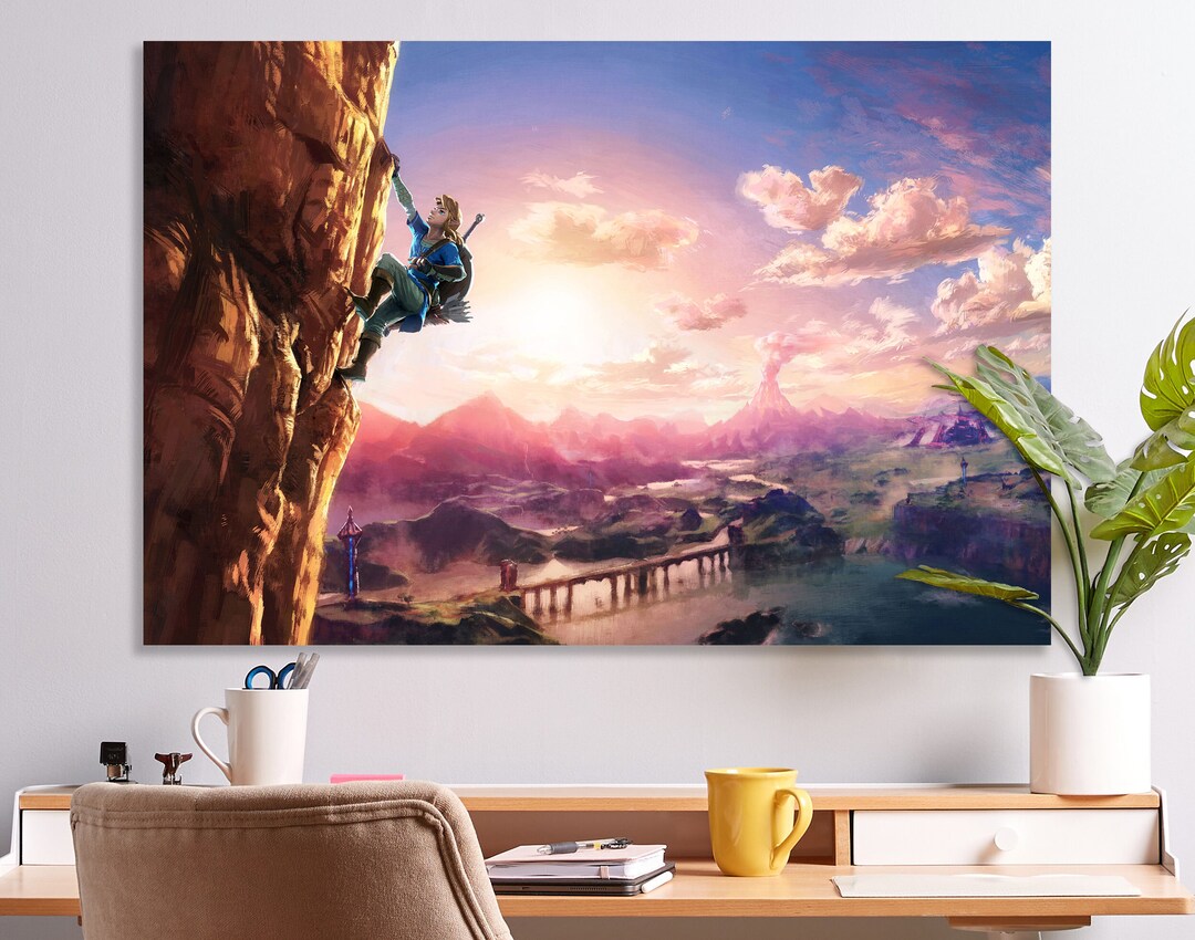 Zelda Gaming Art Canvas Playroom Wall Decor Video Game Zelda Breath of ...