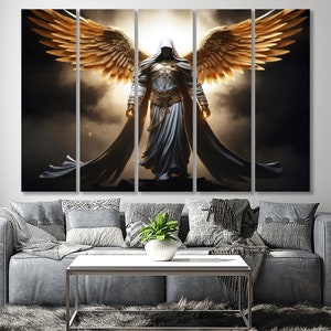 Warrior Angel Canvas Angel of Revenge Battle Archangel Modern Wall Art ...